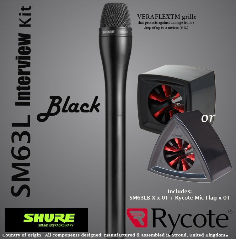 Shure SM63LB-X Dynamic Omni Microphone (Long) + Mic flag kit, Audio ...