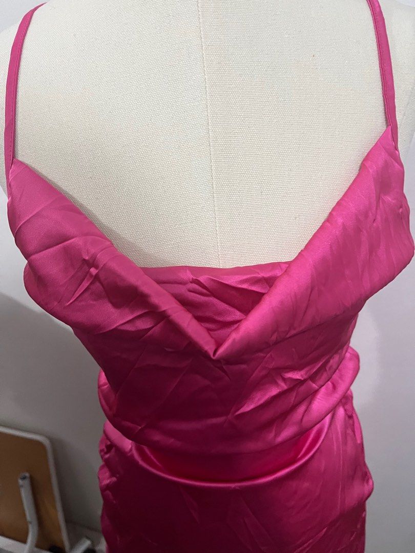 Silk Pink Barbie backless dress Shein, Women's Fashion, Dresses & Sets ...