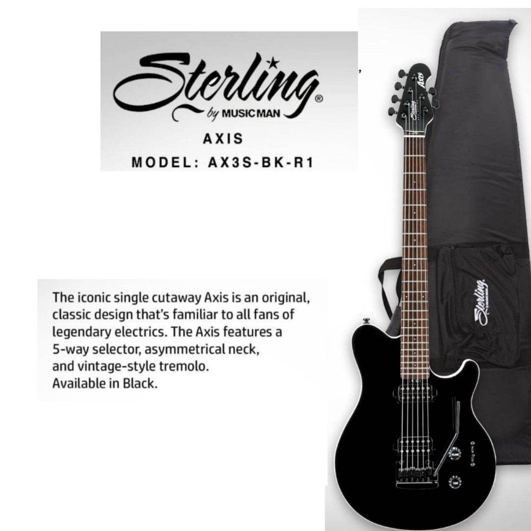 Sterling Electric Guitar Axis ( AX3S-BK-R1 ), Hobbies & Toys, Music ...
