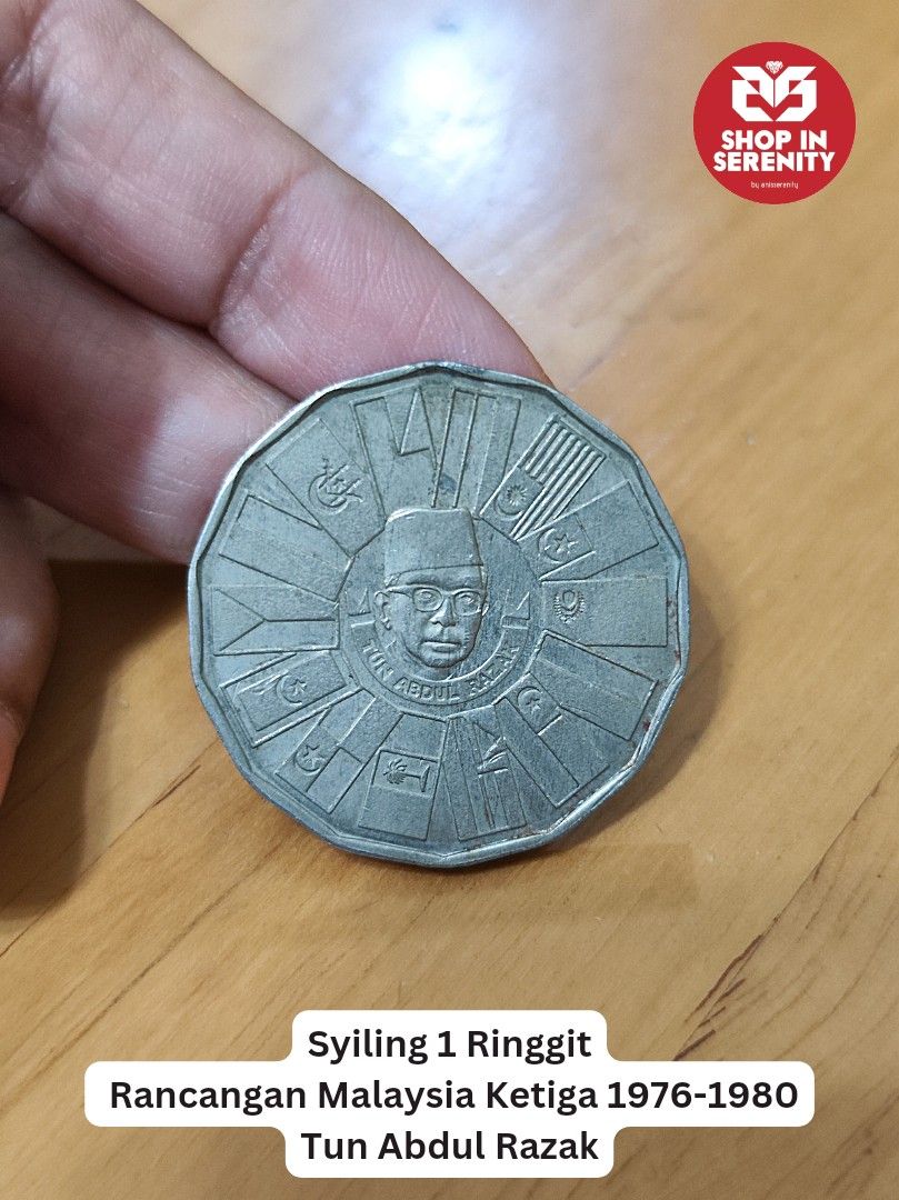 Syiling 1 Ringgit Rancangan Malaysia Ketiga 1976-1980 Tun Abdul Razak ...