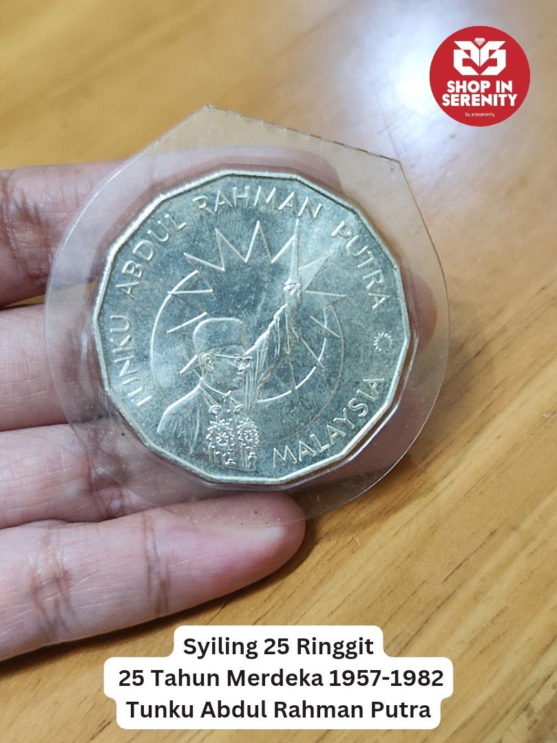 Syiling 25 Ringgit 25 Tahun Merdeka 1987-1982 Tunku Abdul Rahman Putra ...