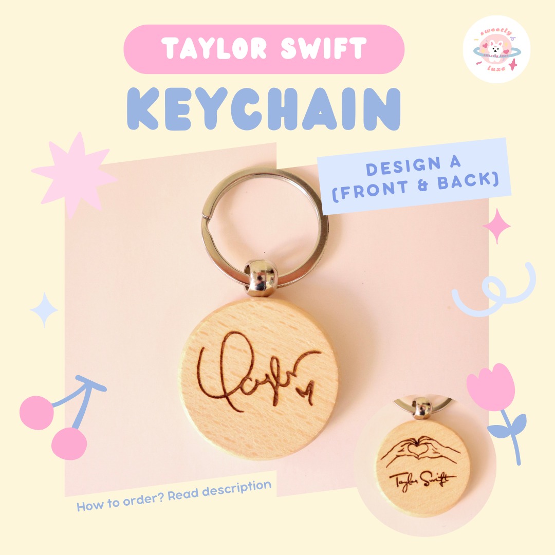 Taylor Swift Fearless & Signature Round Keychain (laser engraved wood ...