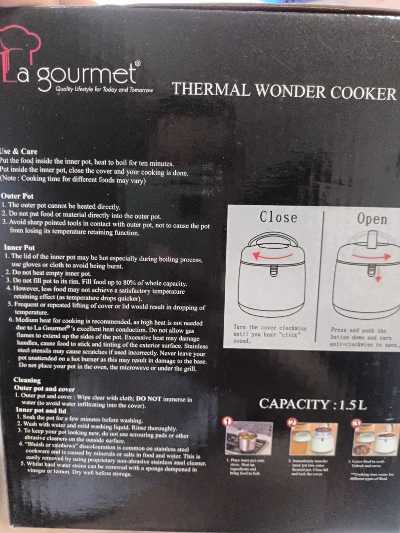 Thermal Wonder Cooker 1.5 litre, TV & Home Appliances, Kitchen ...