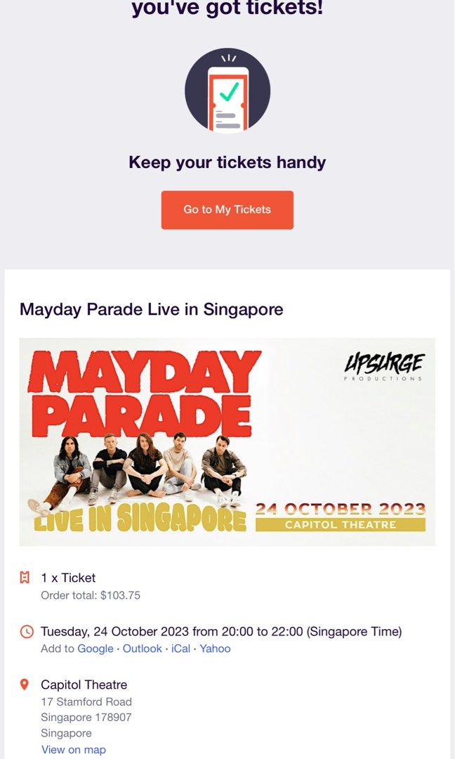 TRADE WITH STANDING. MAYDAY PARADE TICKET., Tickets & Vouchers, Event Tickets on Carousell