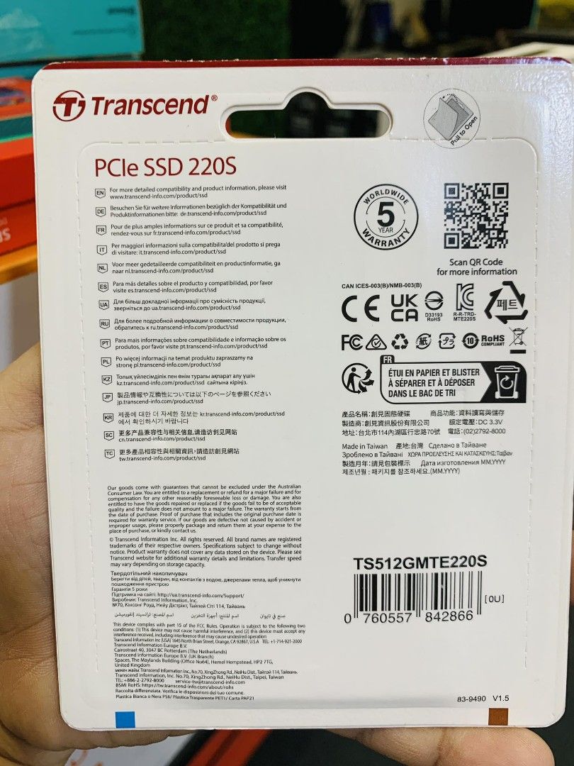 Transcend 512GB PCIe M.2 SSD 220S NVMe With DRAM Cache TS512GMTE220S ...