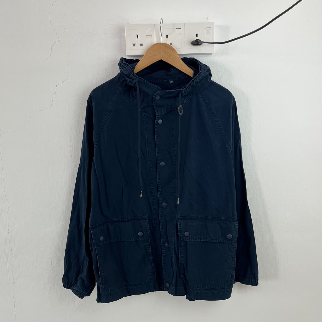 Uniqlo Blue Black Parka Jacket, Men's Fashion, Coats, Jackets and ...