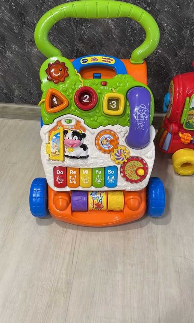 Vtech sit to stand learning walker orange, Babies & Kids, Infant ...