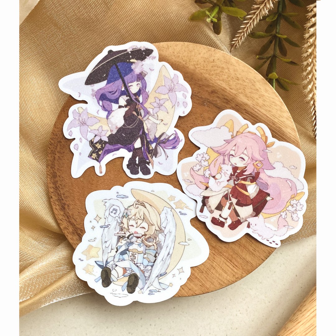 Genshin Die-cut Stickers Yae Miko, Raiden & Lumi Trinity, Hobbies ...