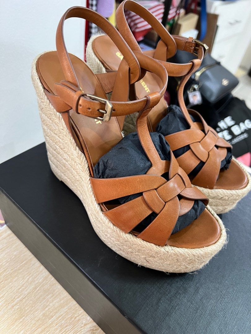 YSL Yves Saint Laurent Tribute Wedge, Women's Fashion, Footwear, Wedges ...