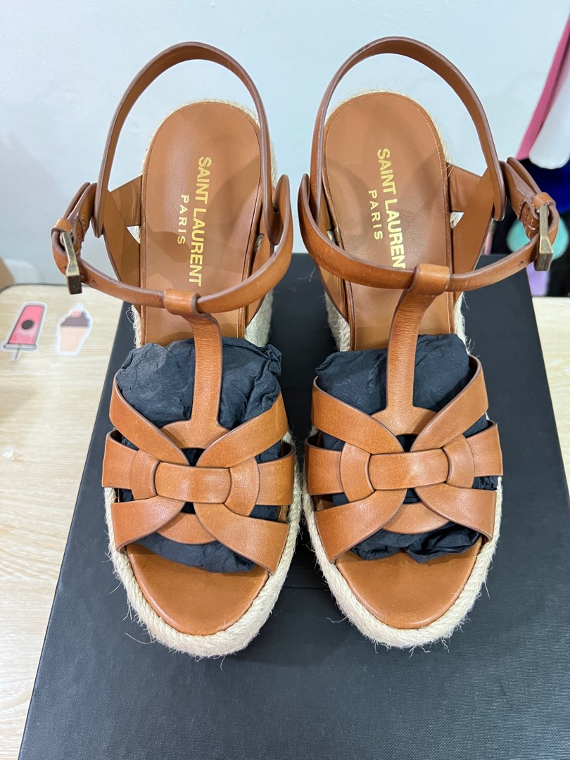 YSL Yves Saint Laurent Tribute Wedge, Women's Fashion, Footwear, Wedges ...