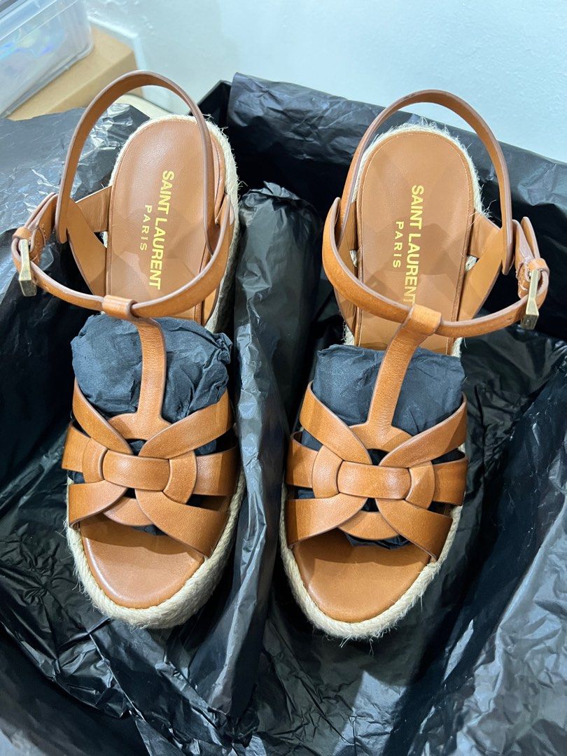 YSL Yves Saint Laurent Tribute Wedge, Women's Fashion, Footwear, Wedges ...