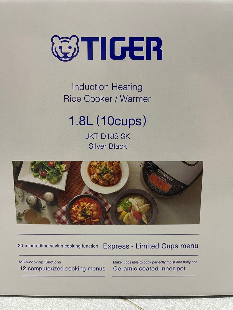 1.8L Tiger induction heating rice cooker - Model JKT-D18S, TV & Home ...