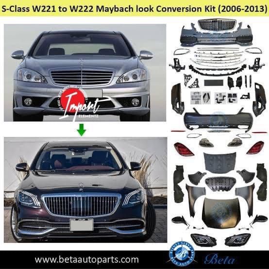 2007 to 2021 Mercedes Benz S-Class W221 to W222 Facelift Conversion kit with Maybach bodykit ...