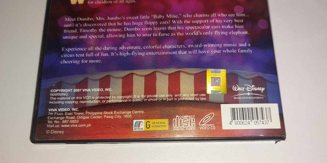 2007 VIVA Video Walt Disney's Dumbo Special Edition Collectible Video ...