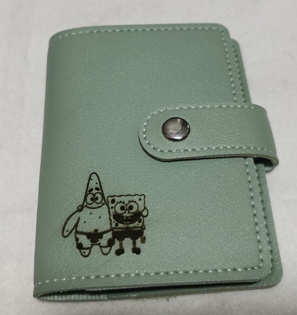 24 transparent + 2 side pocket Faux Leather Card Holder (Spongebob ...