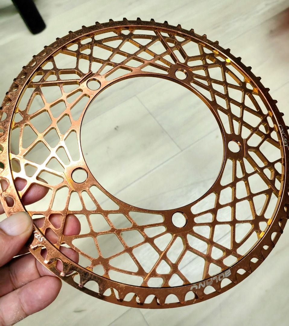 56T chainring 130BCD Copper shining spider web design for mountain bike ...