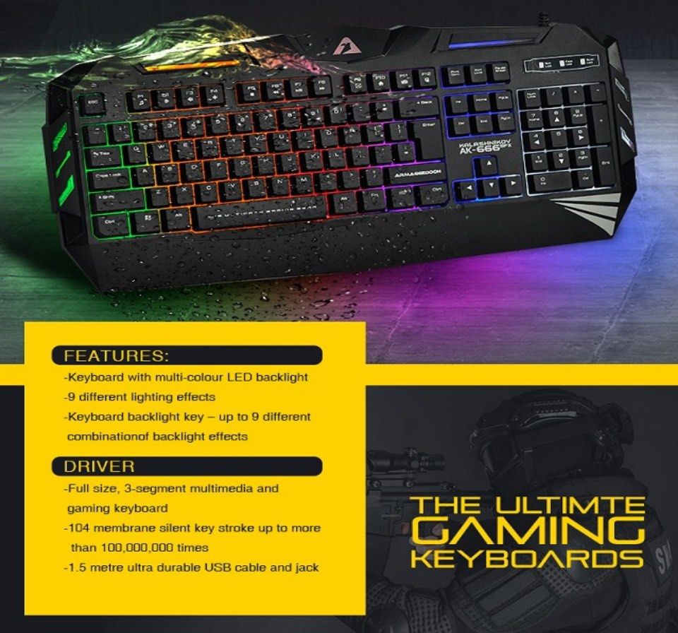 Armaggeddon Kalashnikov AK666sfx Gaming Keyboard, Computers & Tech ...