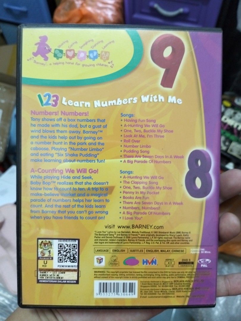 Barney 123 Learn Number with me DVD, Hobbies & Toys, Music & Media, CDs & DVDs on Carousell