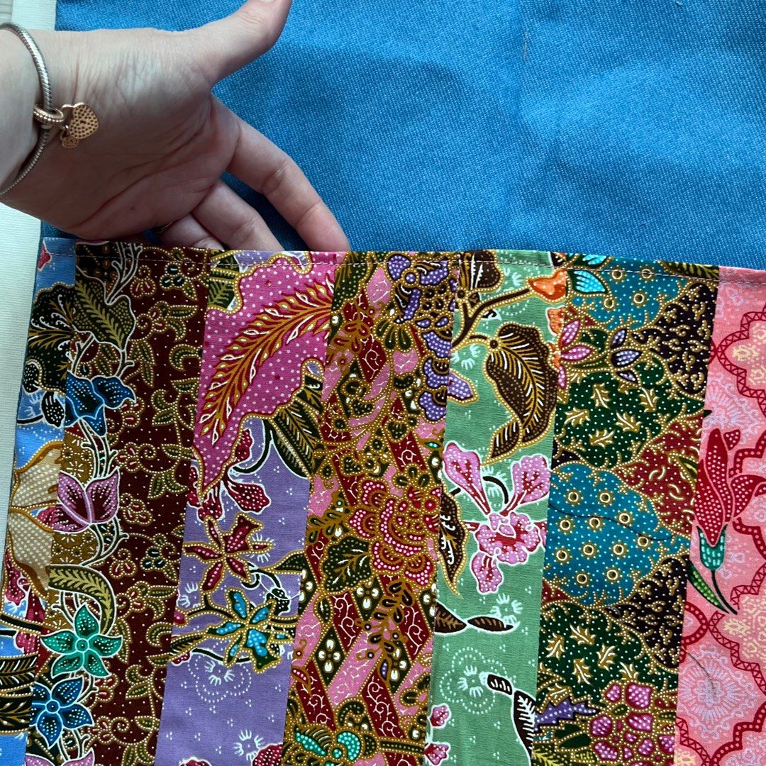 Batik Denim Patchwork Shopping Bag Handmade in Singapore, Women's ...