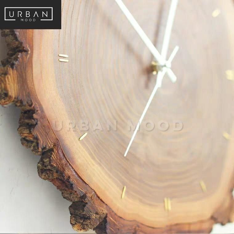 CABIN Rustic Wood Slab Wall Clock, Furniture & Home Living, Home Decor ...