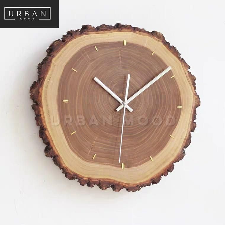CABIN Rustic Wood Slab Wall Clock, Furniture & Home Living, Home Decor ...