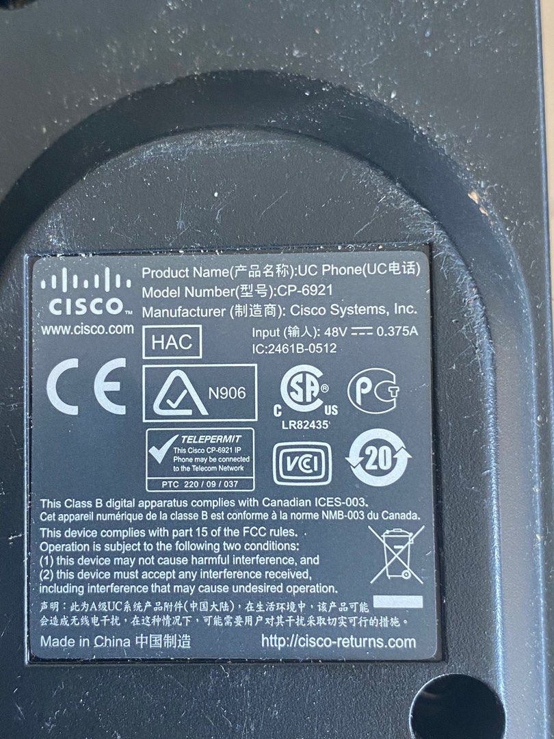 Cisco IP phone Cp 6921, Computers & Tech, Office & Business Technology ...