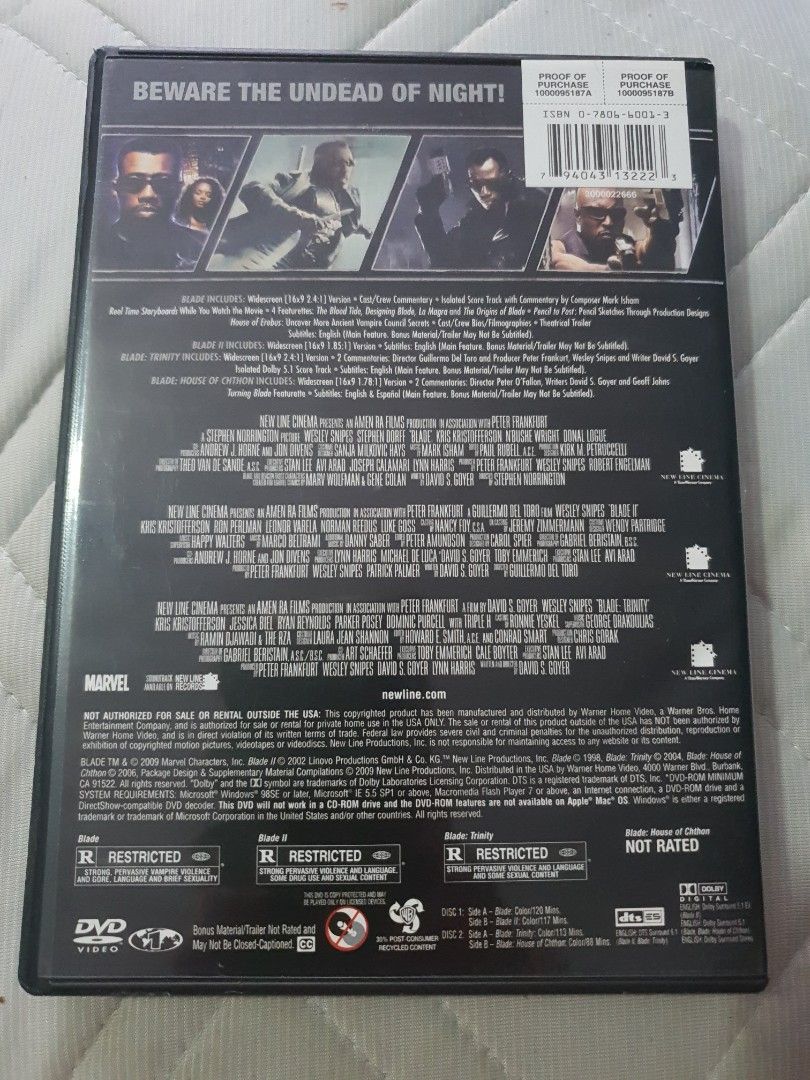 Code 1 DVD Blade 4 film favourites, 4 discs, Hobbies & Toys, Music ...