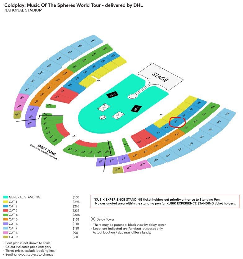 Coldplay MOTS World Tour Singapore 23 January 2024 Cat 2 Section 113 ...