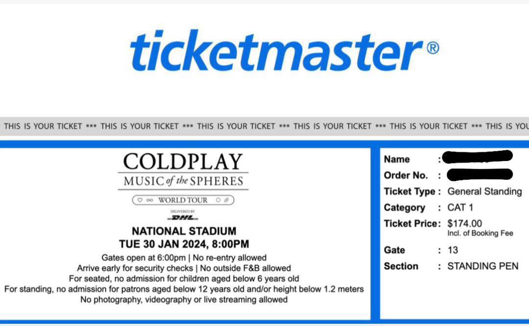 Coldplay Ticket, Tickets & Vouchers, Event Tickets on Carousell