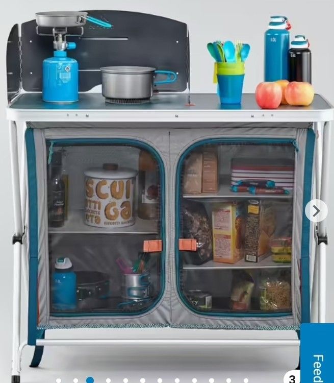 Decathlon folding camping kitchen pantry shelf portable, Sports ...