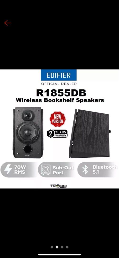 Edifier R1855DB Wireless Bluetooth v5.1 Desktop 2.0 Bookshelf Speakers ...