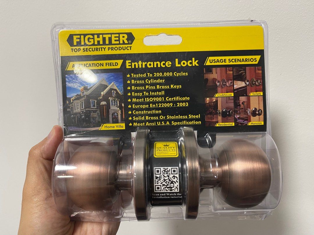 100% Genuine Fighter door knob, door lock, doorknob, Furniture & Home ...