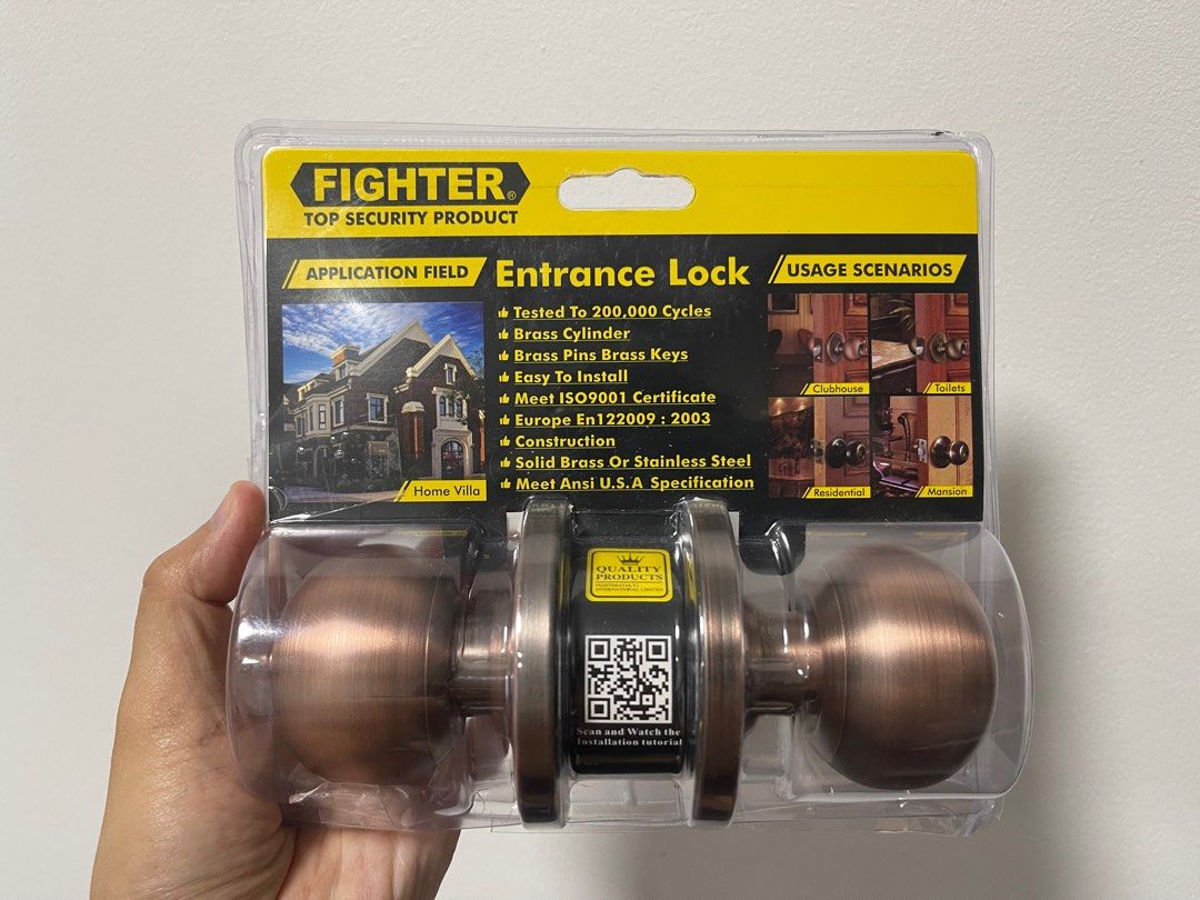 100% Genuine Fighter door knob, door lock, doorknob, Furniture & Home ...