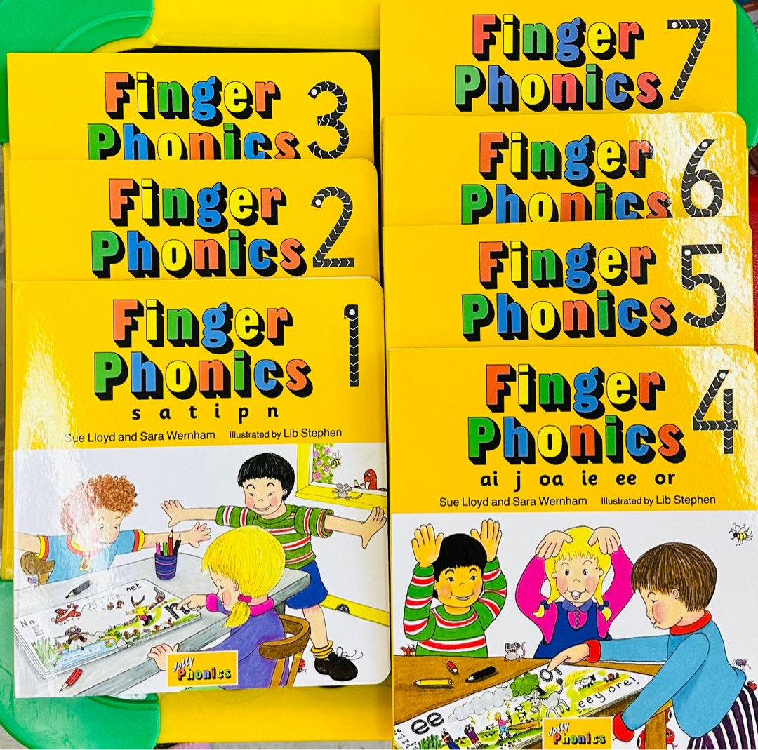 Jolly Phonics Finger Phonics 1-7 全套 (幼稚園適合), 興趣及遊戲, 書本 & 文具, 兒童書籍 ...