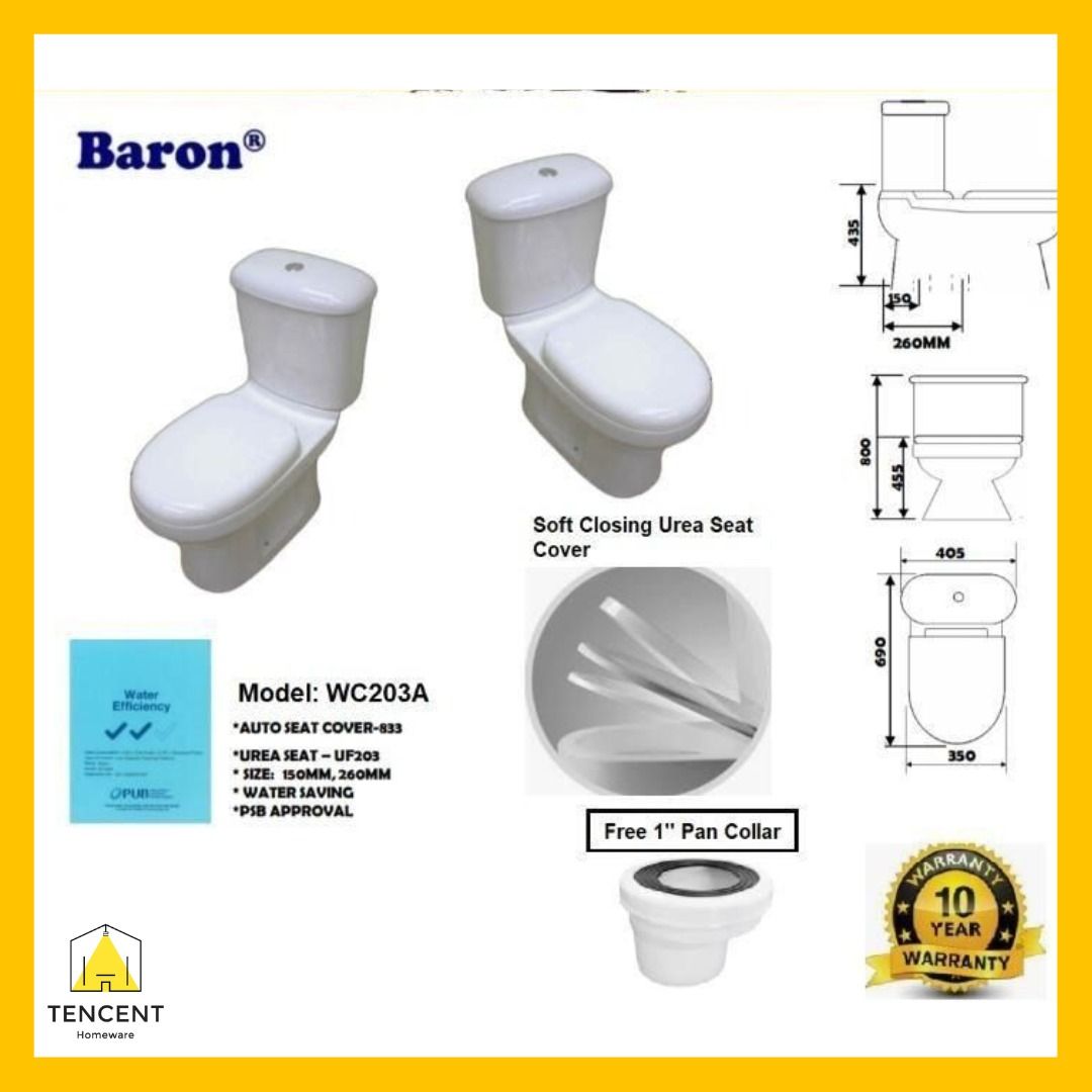 Toilet bowl sale!! BARON W203A 2-Piece WC | Toilet Bowl with Urea Soft ...