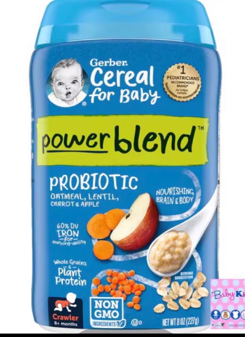 Gerber probiotic cereal for baby, power-blend (apple flavor), Food ...