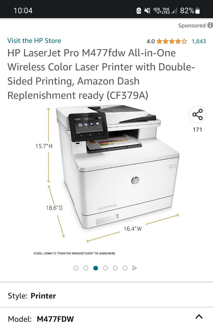 HP Color LaserJet Pro MFP M477 fdw, Computers & Tech, Printers ...