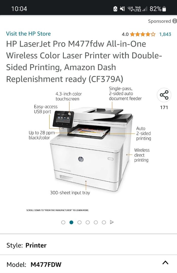 HP Color LaserJet Pro MFP M477 fdw, Computers & Tech, Printers ...