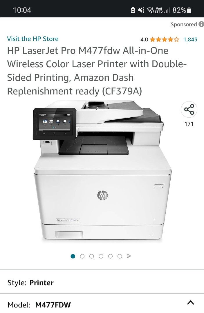 HP Color LaserJet Pro MFP M477 fdw, Computers & Tech, Printers ...