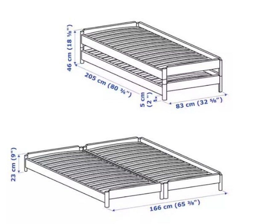 IKEA Utaker Stackable Bed Frame & Mattress x 2, Furniture & Home Living ...