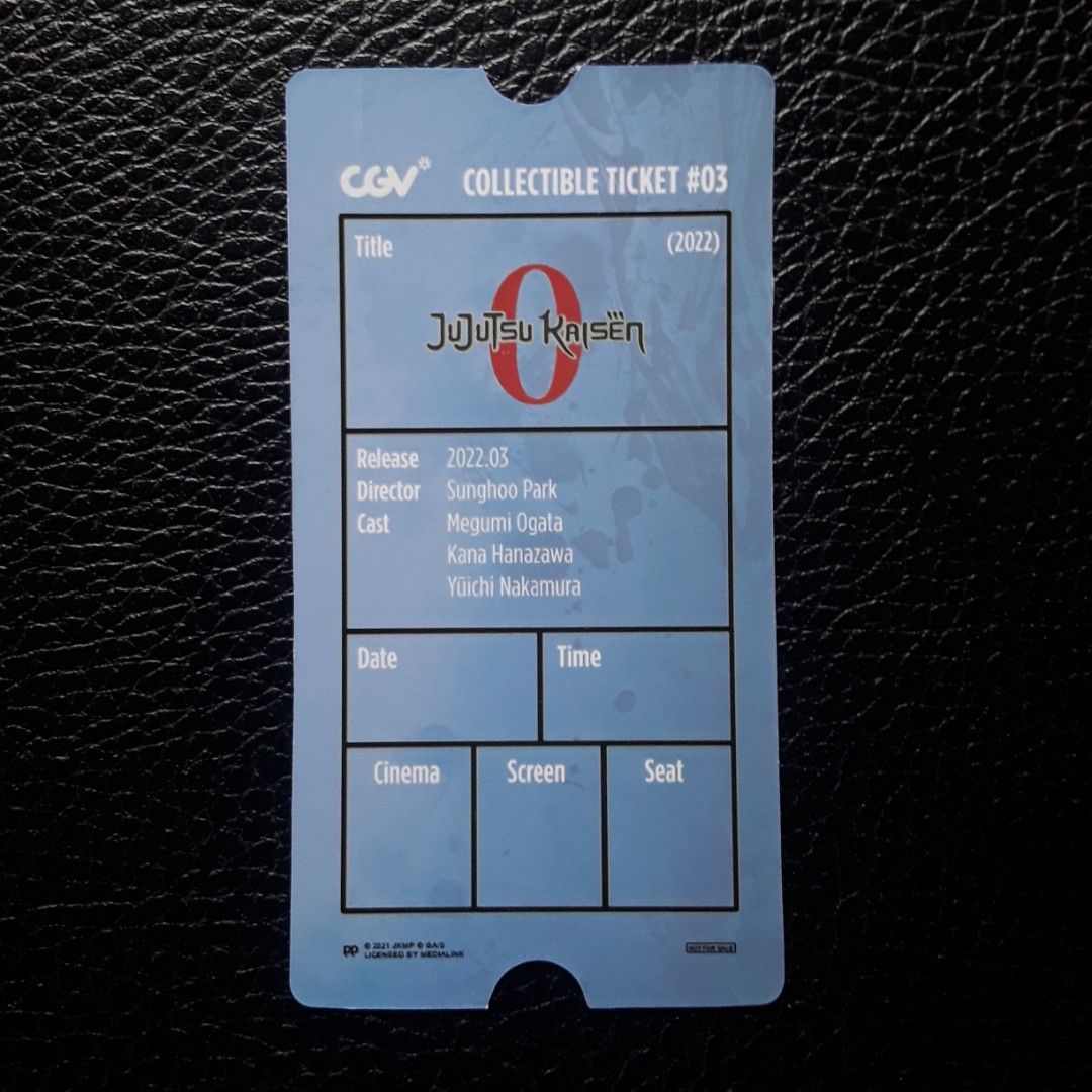 JJK Jujutsu Kaisen 0 Inumaki Toge movie ticket collectible, Hobbies ...