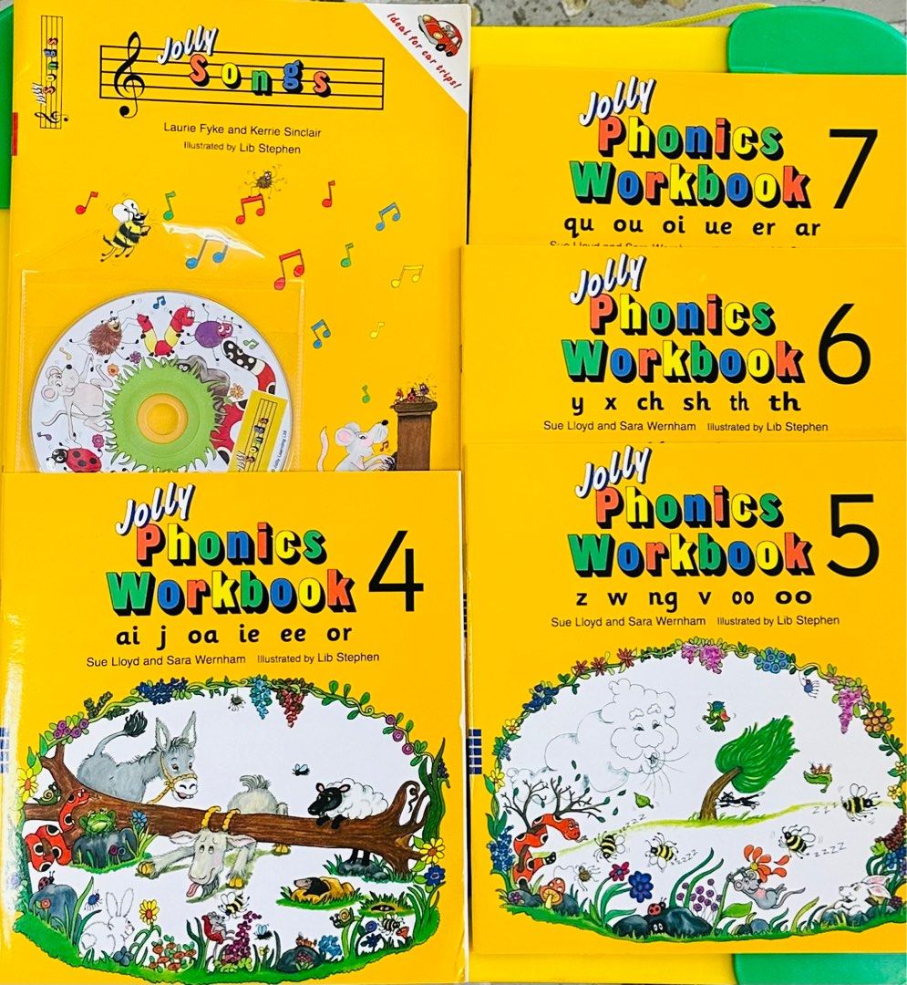 Jolly Phonics Workbook 4-7 & Jolly Songs 連CD (幼稚園適合), 興趣及遊戲, 書本 & 文具, 書本及雜誌 - 補充練習 - Carousell