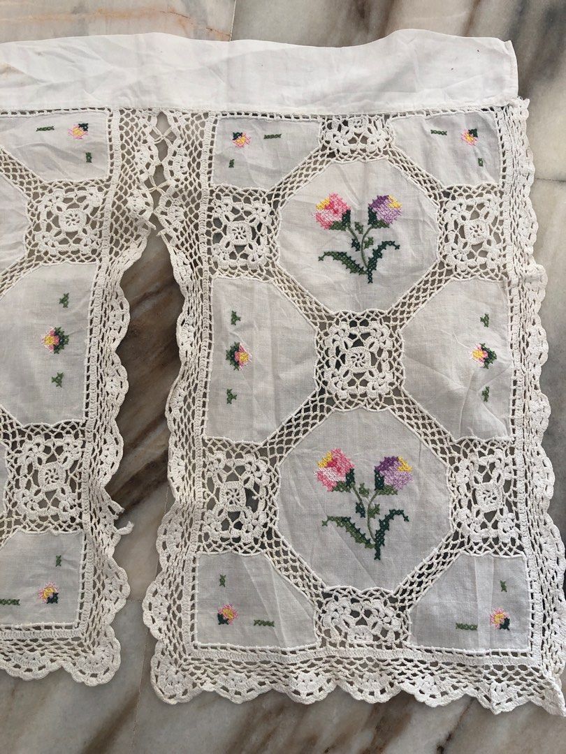Kening Langsir Dapur/ Pintu Sulam Crochet, Furniture & Home Living ...