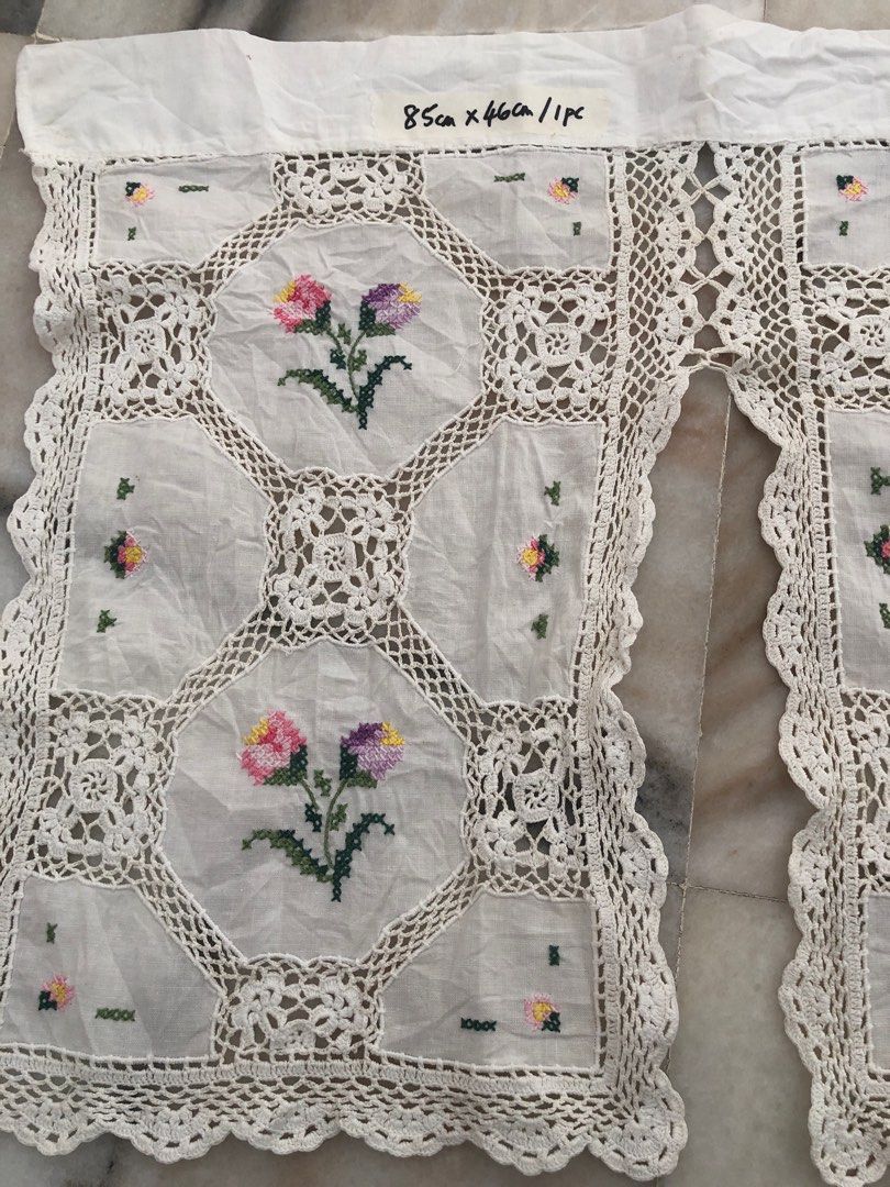 Kening Langsir Dapur/ Pintu Sulam Crochet, Furniture & Home Living ...