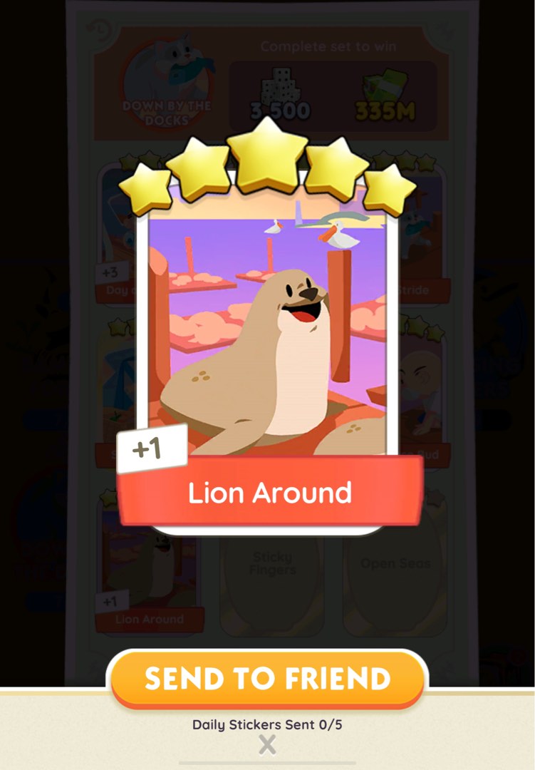 Lion Around Monopoly Go, Hobbies & Toys, Toys & Games on Carousell