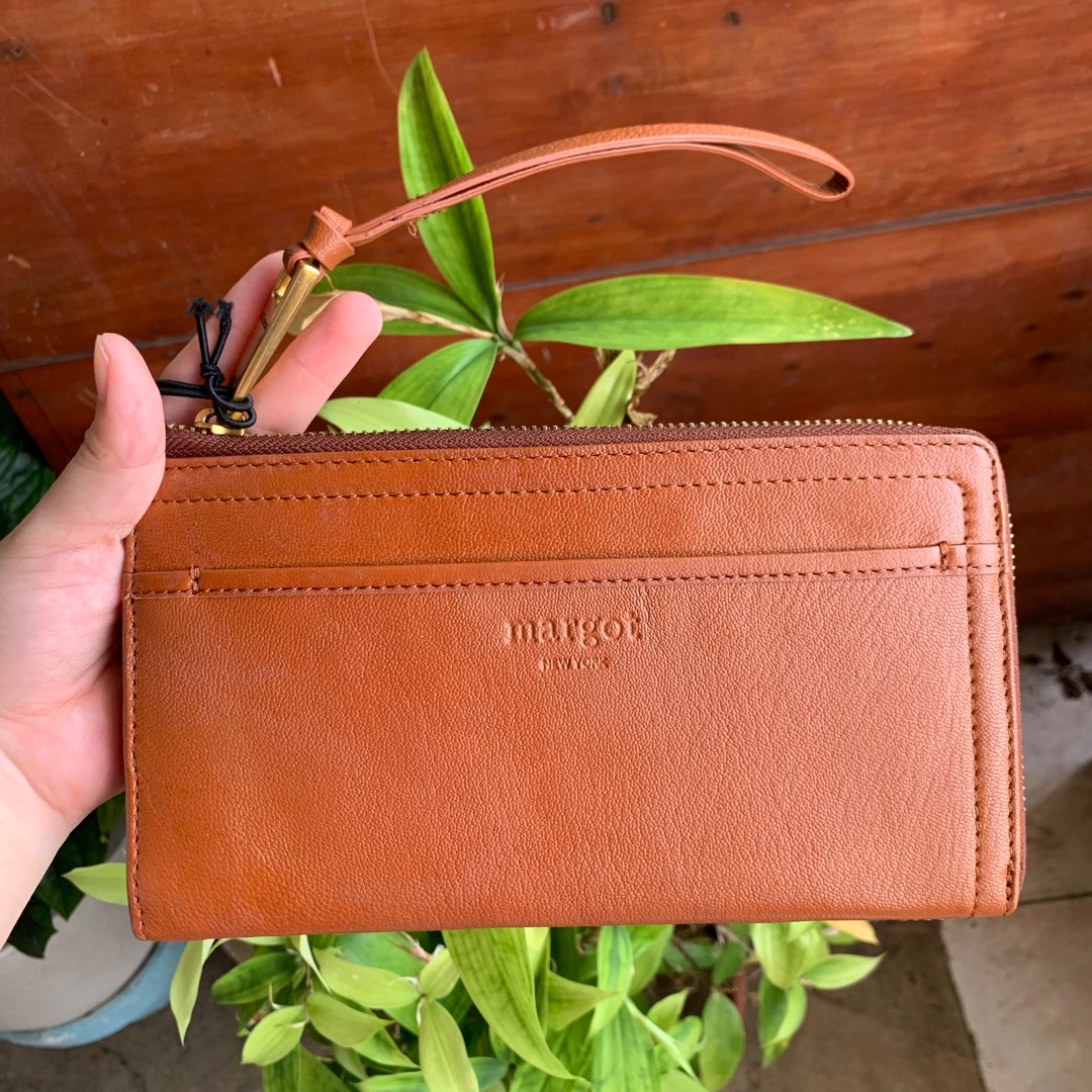 Margot Tan Brown Leather Long Wallet on Carousell