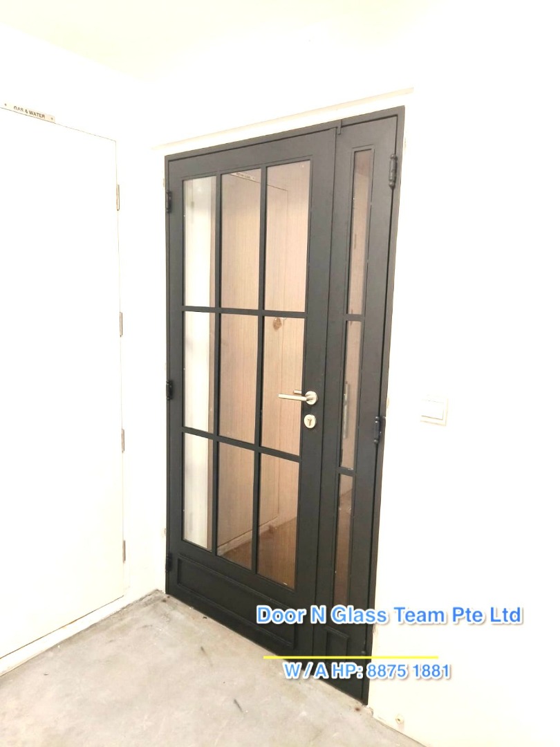 Mild Steel Tempered Glass Metal Gate #HDB #BTO #Condo #Landed, Home ...