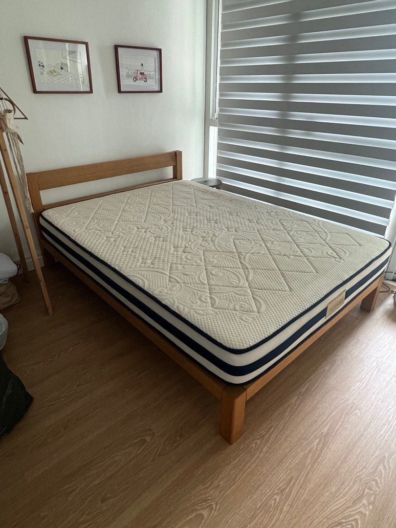 MUJI Double Size Bed Frame with Uratex Orthopedic Mattress on Carousell
