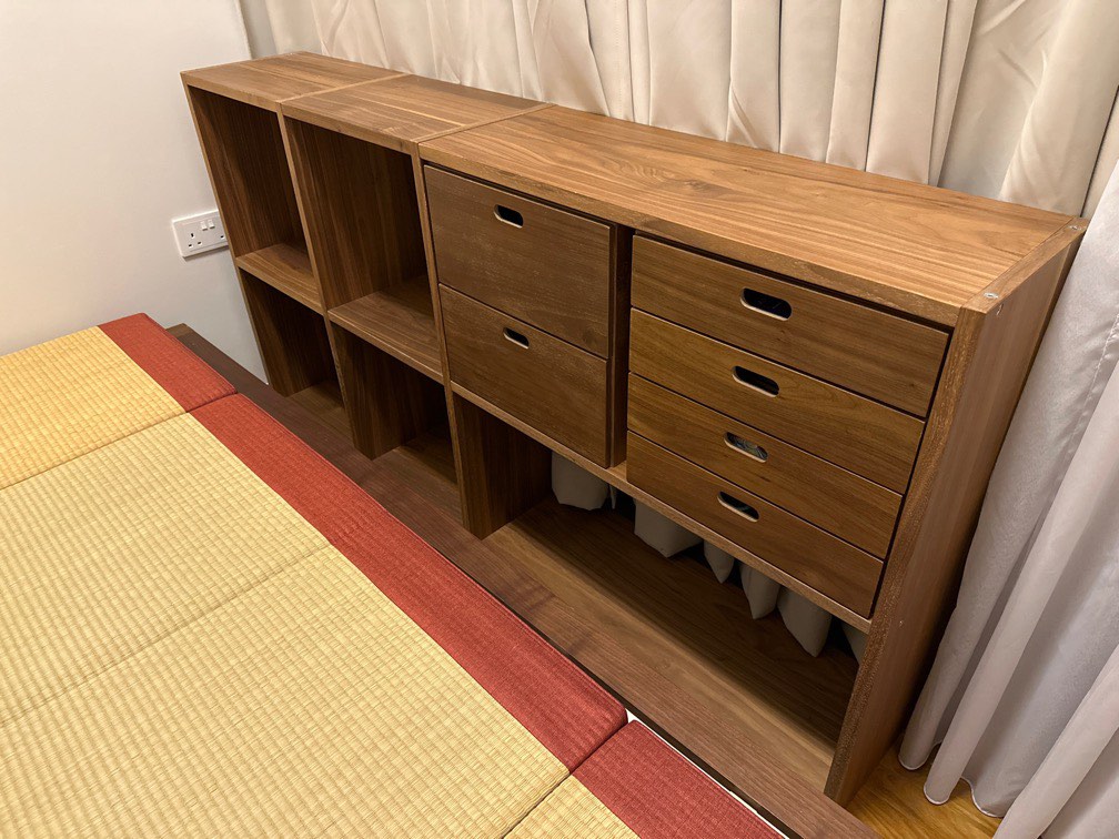 Muji solid wood storage display shelves with drawers sets, Furniture ...