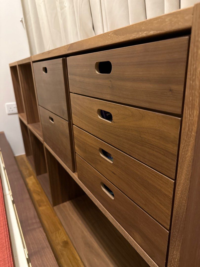 Muji solid wood storage display shelves with drawers sets, Furniture ...
